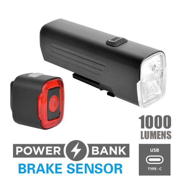 QBP Light Combo Set - Smart Chaser 1000 Lumen Front + 50 Lumen Rear ...